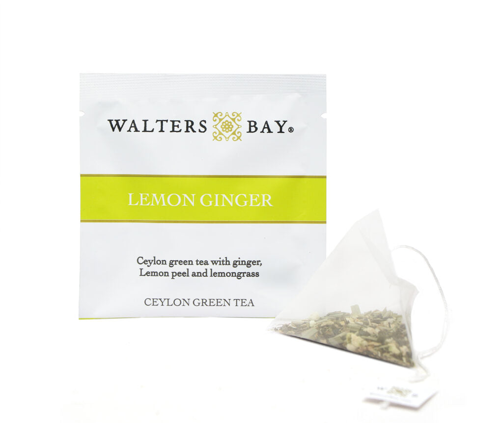 Lemon Ginger Green Tea, 100 Count Envelope Pyramid Tea Bags – Walters Bay